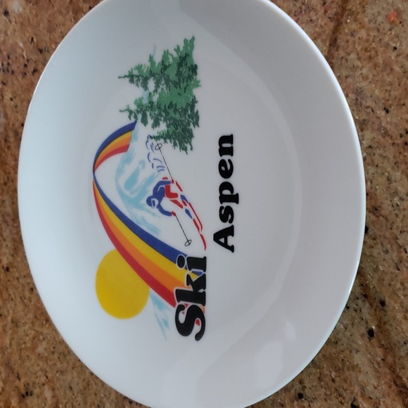 Vintage | Art | Ski Aspen Papel Usa Souvenir Collectible Plate Rainbow ...
